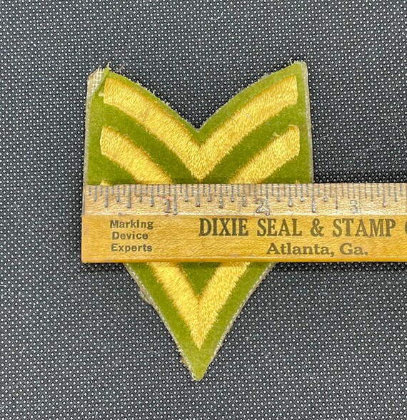 Rare Army Stripe Patch Made of Green Wool With Yellow… - Gem