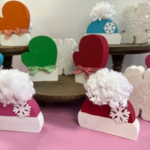 MITTENS, HATS, and Sparkly SNOWFLAKES | Wood | Tiered Tray Decor ...