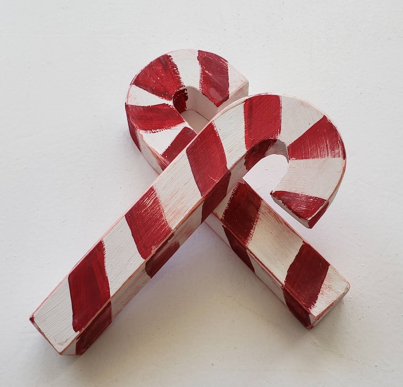 Chunky Wooden CANDY CANES and Signs Primitive TIERED Tray | Etsy