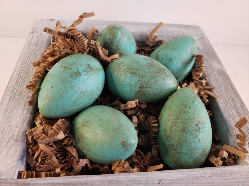 PRIMITIVE WOODEN EGGS Rustic Wood Crate Farmhouse Kitchen - Etsy