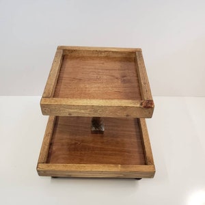 Wood Two Tiered Tray Square Farmhouse Centerpiece | Etsy