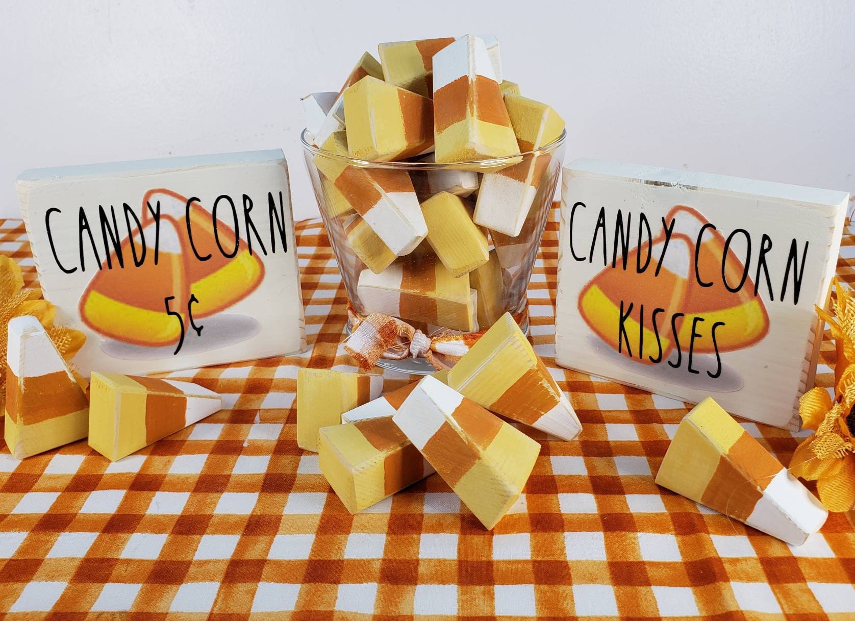 Wooden CANDY CORN SIGNS Chunky Wood Fall Decor Rustic - Etsy