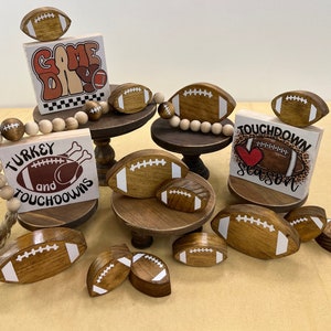 FOOTBALLS, SIGNS, and BEADS | Wooden | Autumn | Tiered Tray Decor ...
