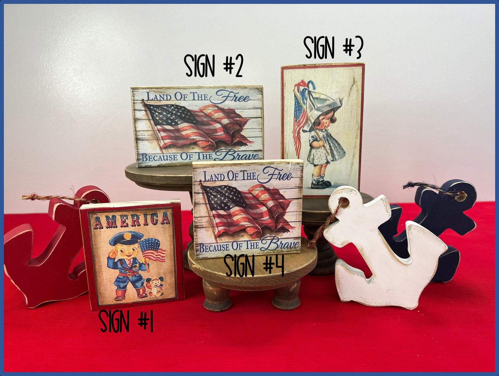NAUTICAL ANCHOR and Signs | PATRIOTIC | Red, White, and Blue | Tiered ...