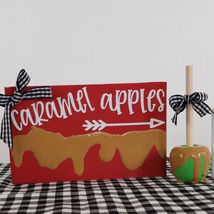FALL TIERED TRAY Decor | Mini Caramel Apples and Signs | Wooden Caramel ...