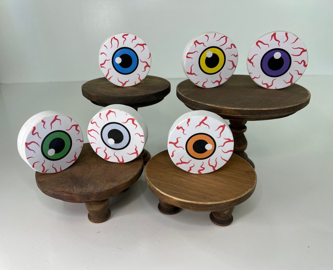 WOODEN HALLOWEEN EYEBALL | Fall Tiered Tray Decor | Shelf Sitter | Bowl ...