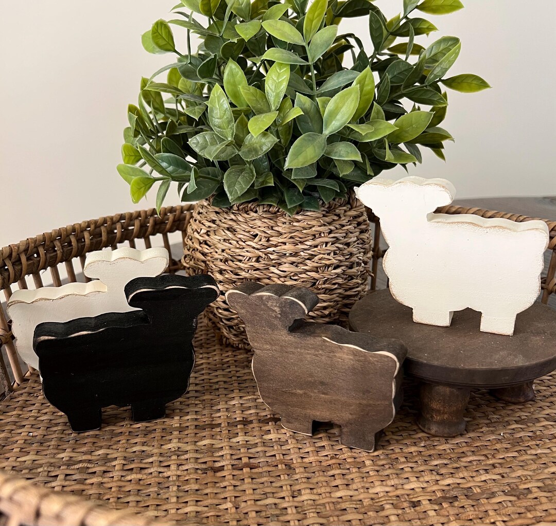 LAMBS and SHEEP | WOODEN | the Lord is My Shepherd | Tiered Tray Decor ...