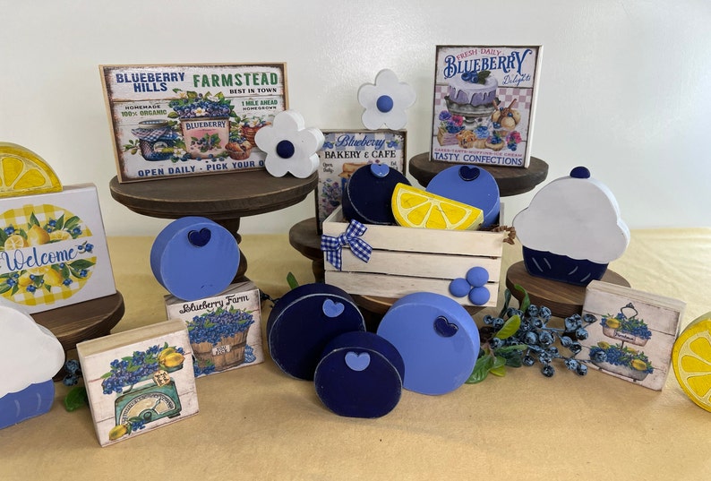 BLUEBERRIES, LEMONS, BLOSSOMS, Cupcakes and Wooden Block Signs ...