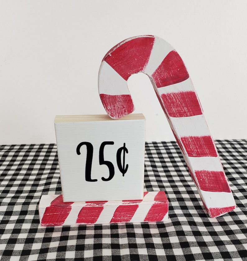 Chunky Wooden CANDY CANES and Signs | Primitive TIERED Tray Decor ...