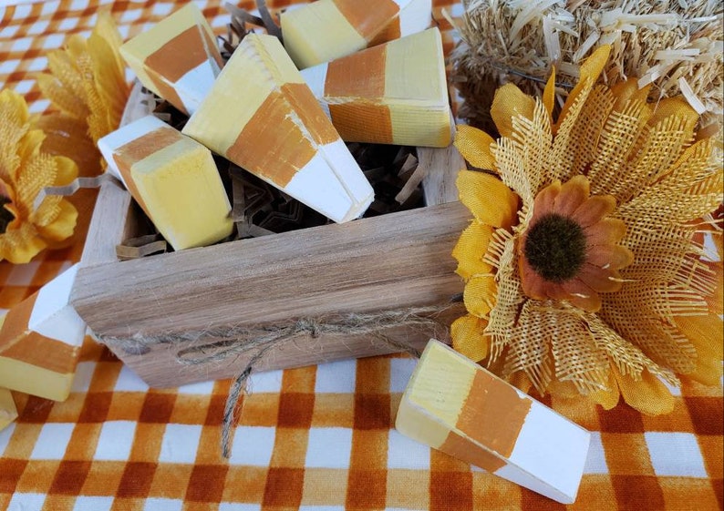 MINI CANDY CORN Chunky Wood Fall Decor Rustic - Etsy
