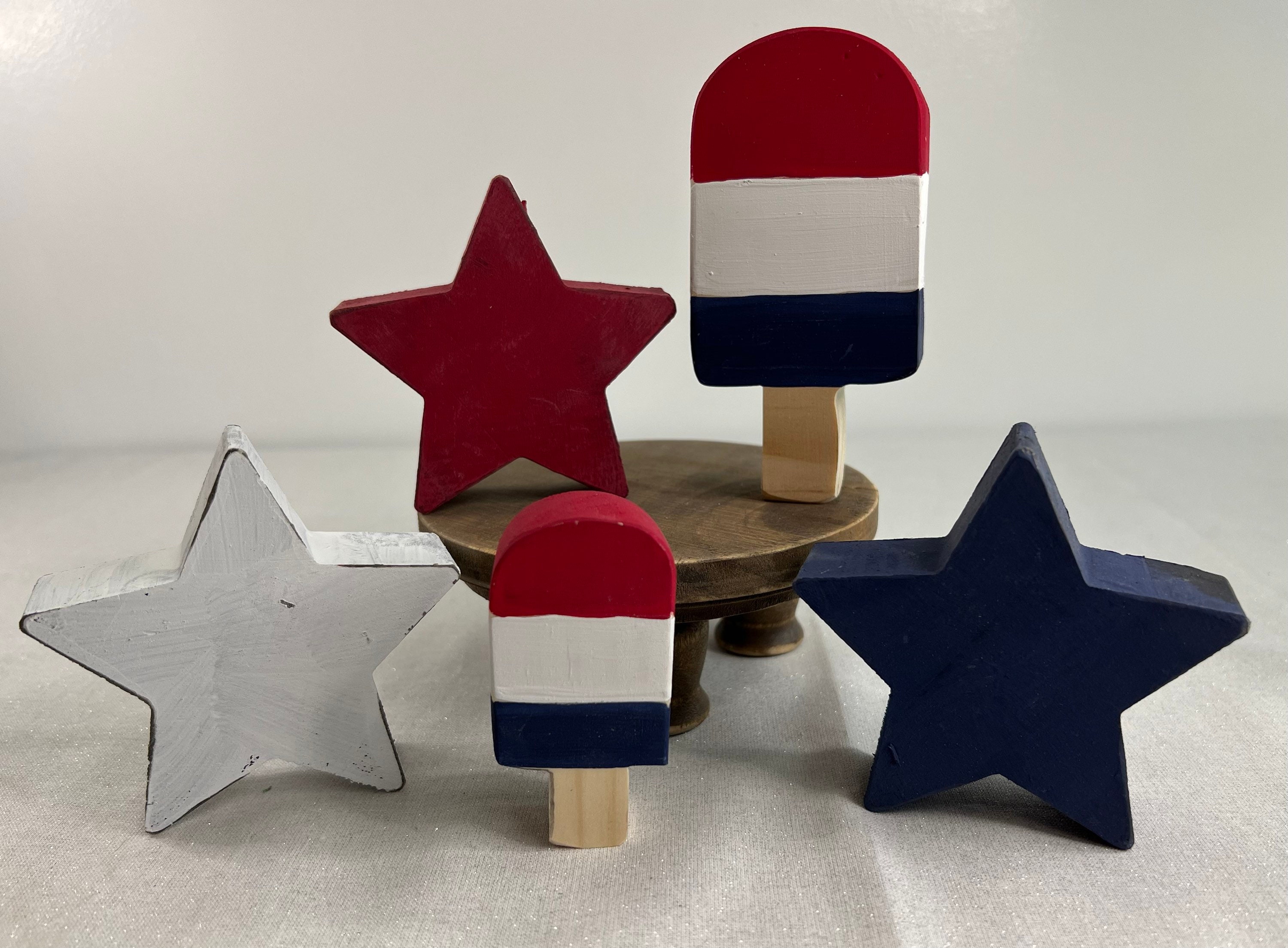 Bundle PATRIOTIC WOOD POPSICLES and Stars for Summer Fourth | Etsy