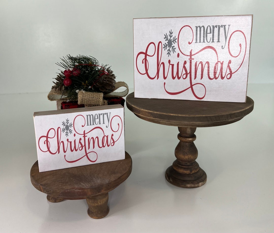 MERRY CHRISTMAS Signs | 2 Sizes Available | WOODEN Tiered Tray Decor ...