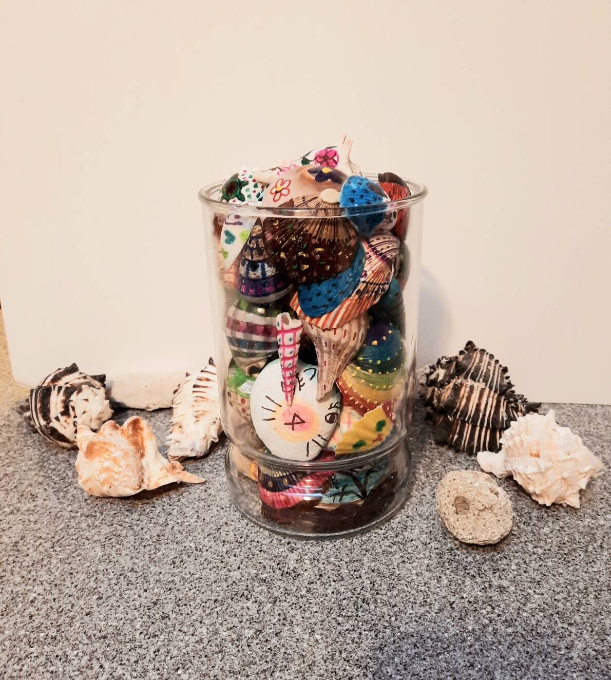Glass Jar Full of HAND PAINTED Sea Shellsl 50shells Beach - Etsy