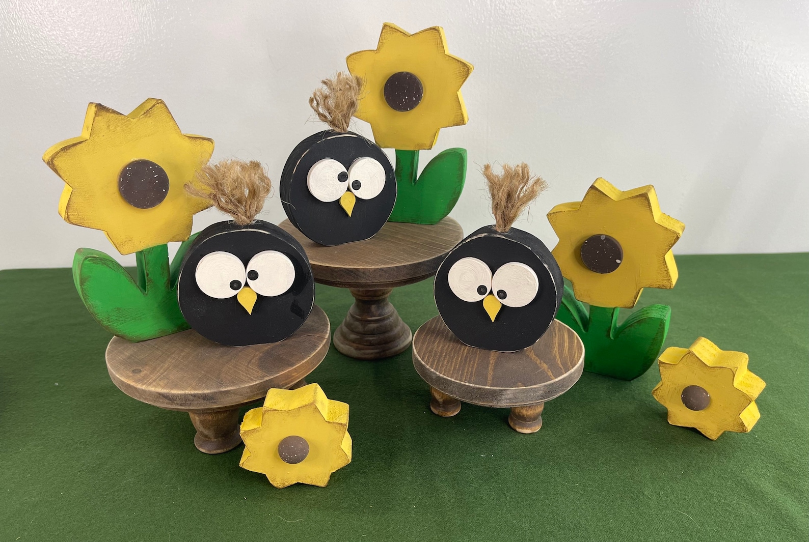 SUNFLOWERS CROWS Sign SUMMER Wood Flowers Tiered Tray - Etsy