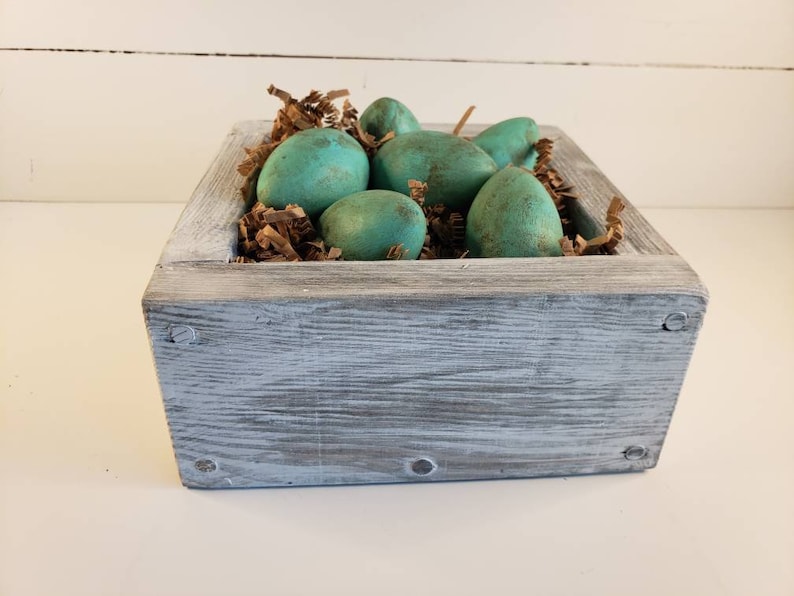 PRIMITIVE WOODEN EGGS Rustic Wood Crate Farmhouse Kitchen - Etsy