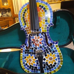 MOSAIC Stained Glass Violin, 24x8. Mosaic on Front and Back. - Etsy