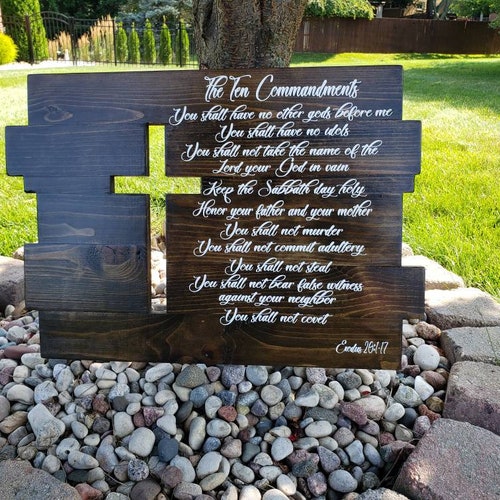 Ten Commandments 24 X 18 Inch Rustic Cross Wood Church - Etsy