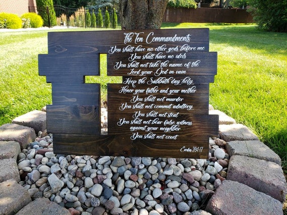 Ten Commandments 24 X 18 Inch Rustic Cross Wood Church | Etsy