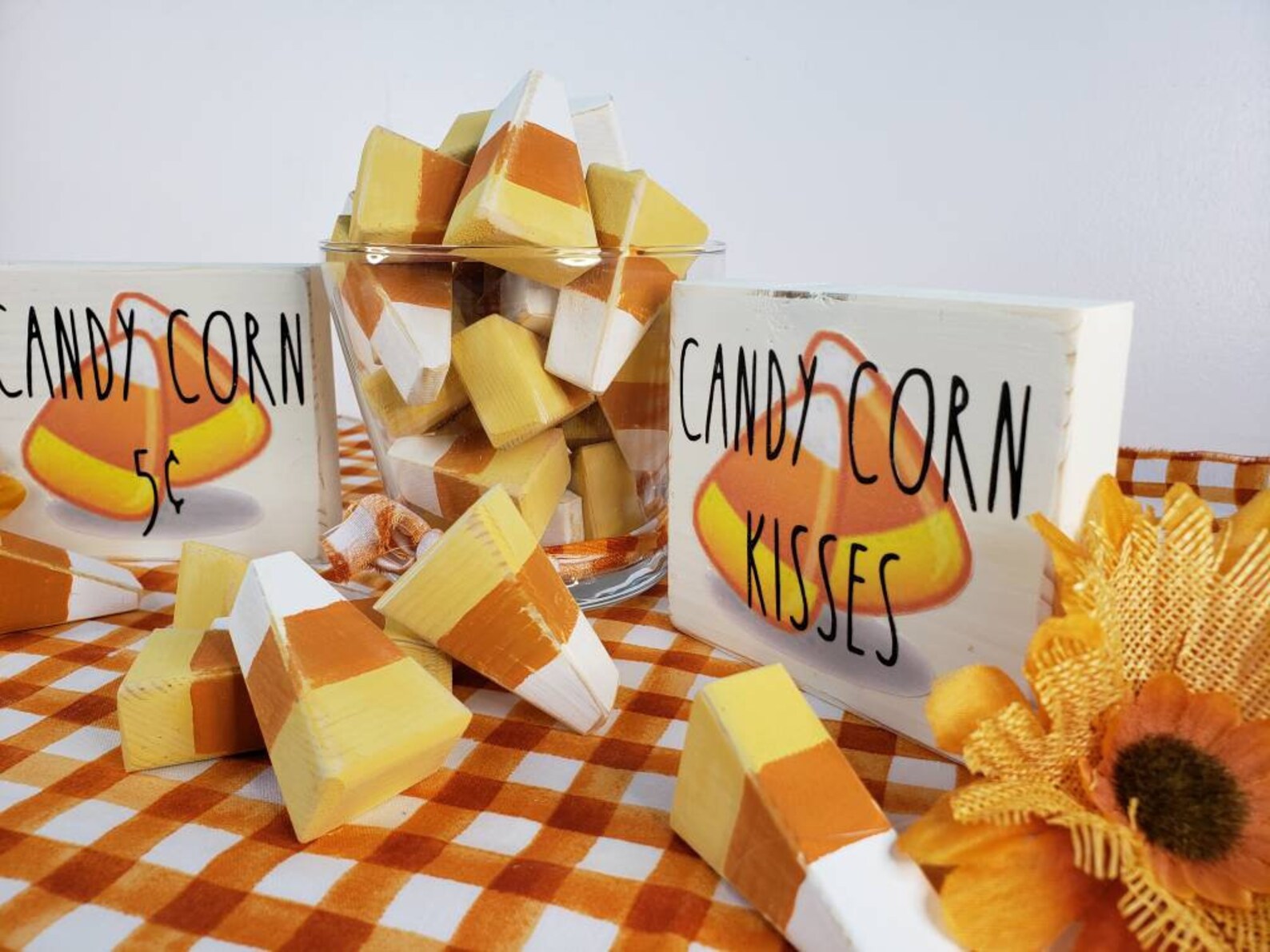 Wooden CANDY CORN SIGNS Chunky Wood Fall Decor Rustic - Etsy