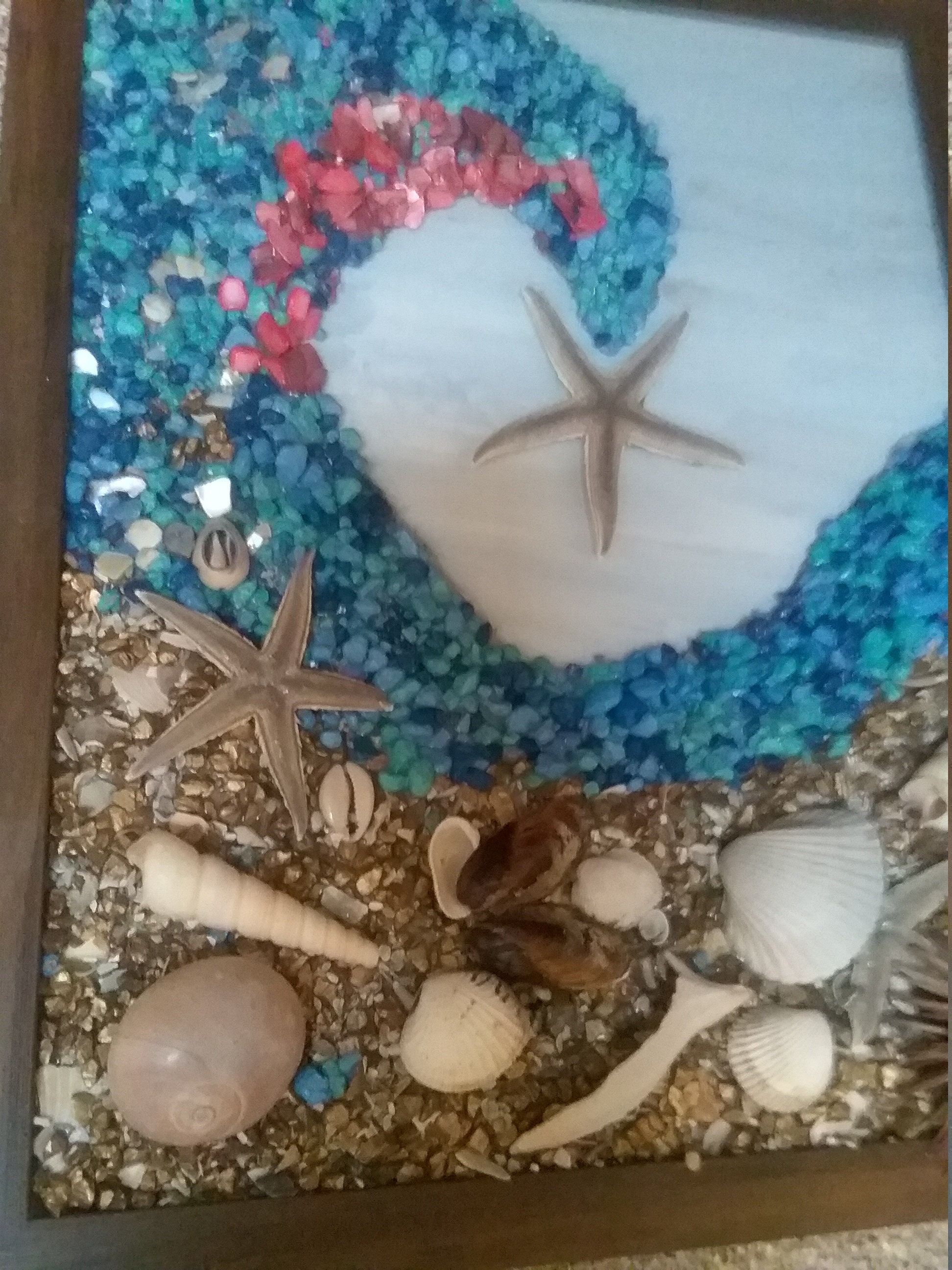 BEACH Wall Art Gray Acrylic Framed Sea Shell Summer Decor | Etsy