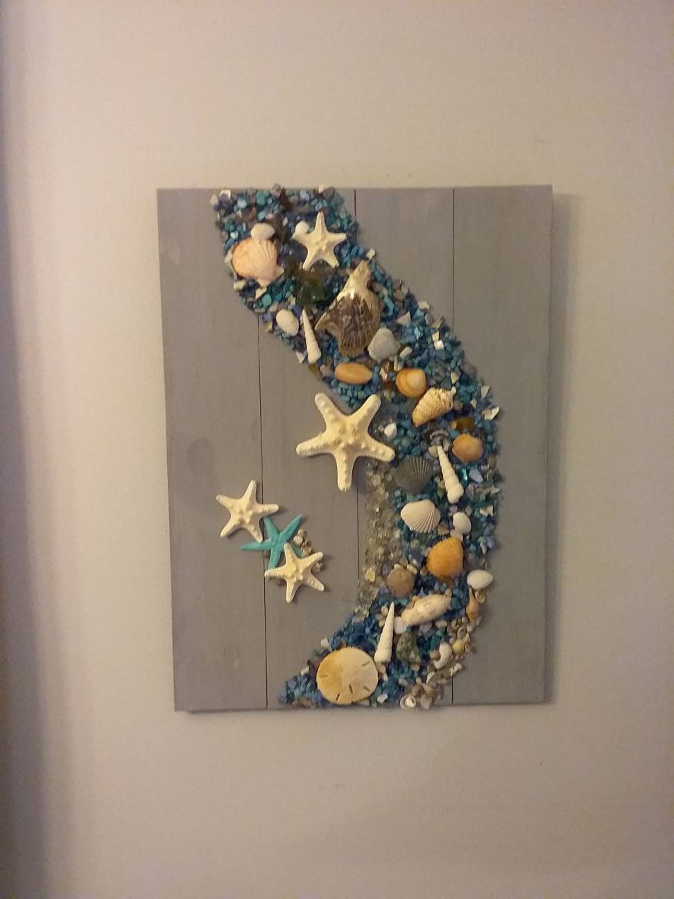 BEACH SHELL Wall Art Sea Shell Summer Decor Mounted on Gray - Etsy