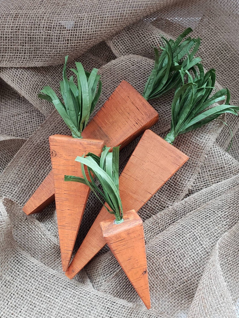 Primitive Wooden Carrots | Rustic Easter Decor | Farmhouse Kitchen ...