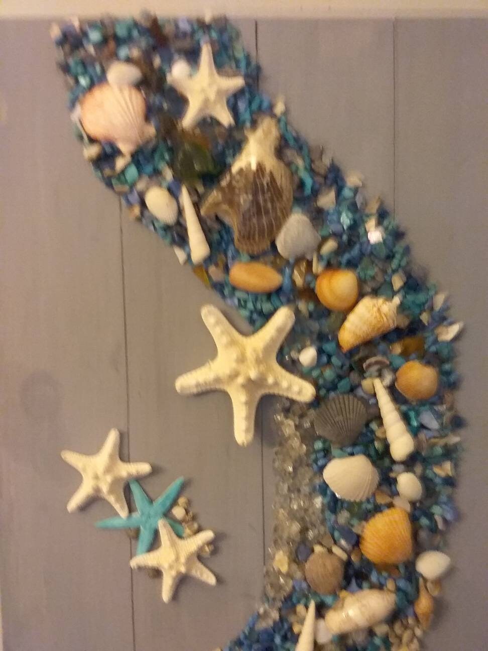 BEACH SHELL Wall Art Sea Shell Summer Decor Mounted on Gray - Etsy