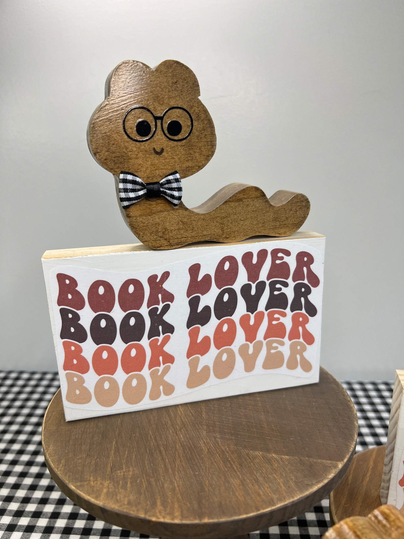 CUTEST PERSONALIZED TEACHER Gift Wooden Bookworm Back to School Reading ...