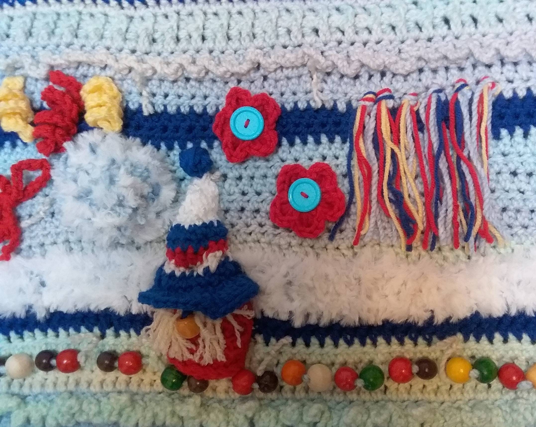 GNOME Crocheted Fidget Blanket | Washable L Sensory Lap Blanket for ...