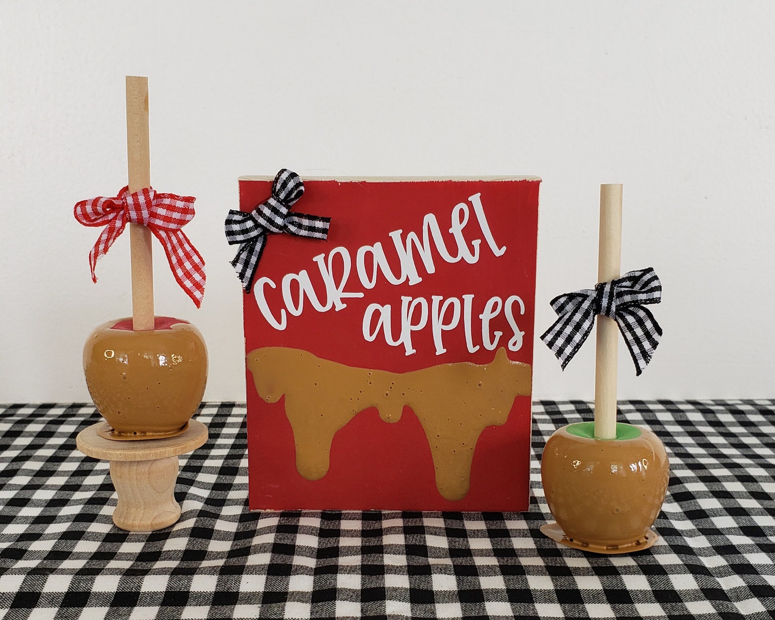 FALL TIERED TRAY Decor Mini Caramel Apples and Signs - Etsy