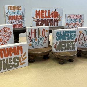 Mini FALL LEAVES & SIGNS | Wooden | Chunky Wood | Autumn Decor | Coffee ...