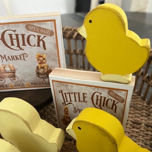 WOODEN CHICKS | PEEPS | Easter | Block Signs | Tiered Tray Decor ...