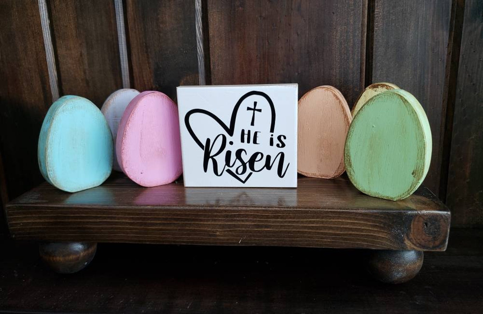 HE is RISEN Sign and Mini Wood CROSS Rustic Easter Decor - Etsy