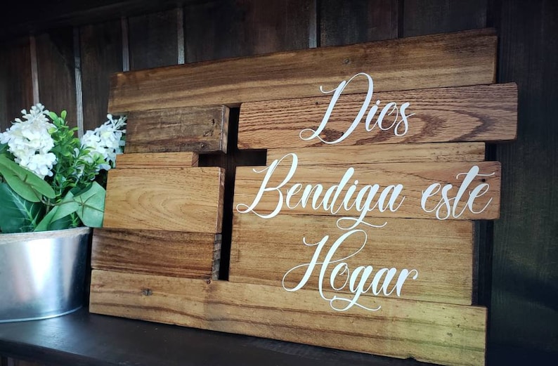 Large Wood 3D Rustic Cross Sign | Dios Bendiga Este Hogar | God Bless ...