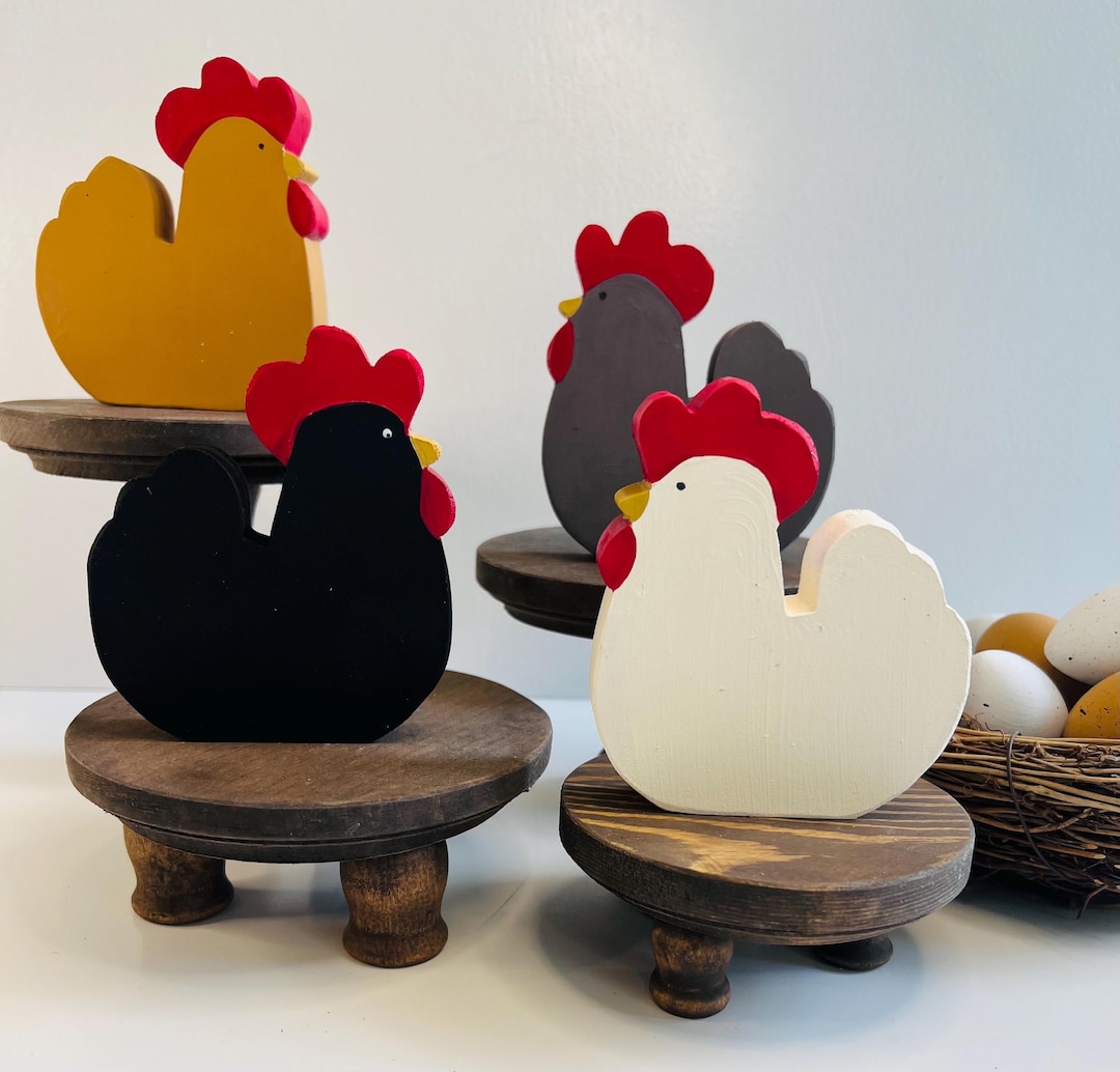 FARMHOUSE CHICKEN & EGGS | Wooden | Tiered Tray | Farm Animal | Kitchen ...