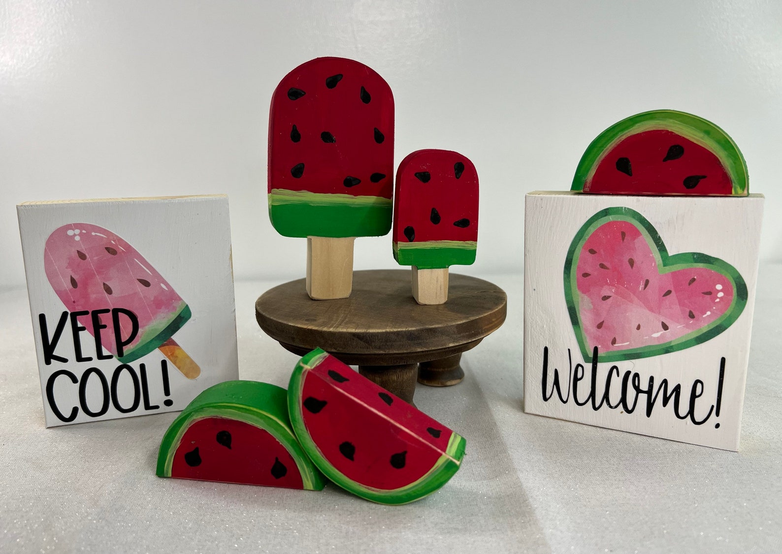 Bundle WATERMELON WOOD POPSICLES Slices Signs Riser for - Etsy