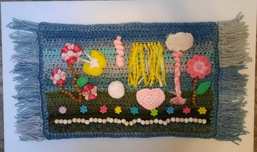 GARDEN Crochet Fidget Blanket Washable L Sensory Lap Blanket - Etsy