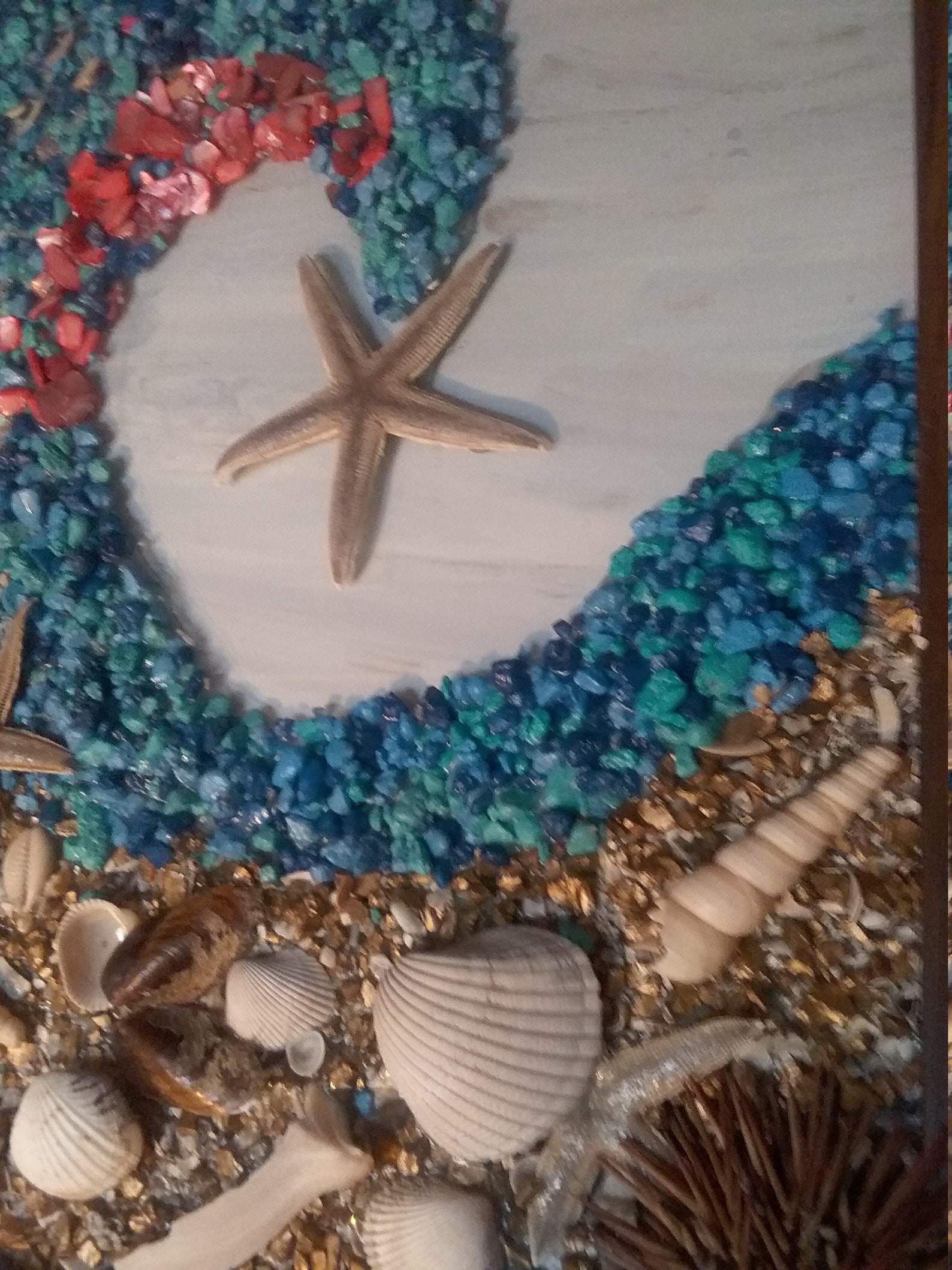 BEACH Wall Art Gray Acrylic Framed Sea Shell Summer Decor | Etsy