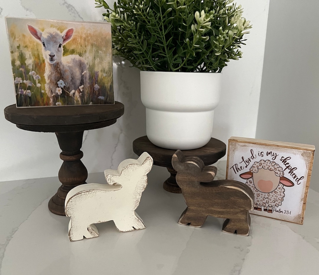 WOODEN LAMB and SIGNS | the Lord is My Shepherd | Tiered Tray Decor ...