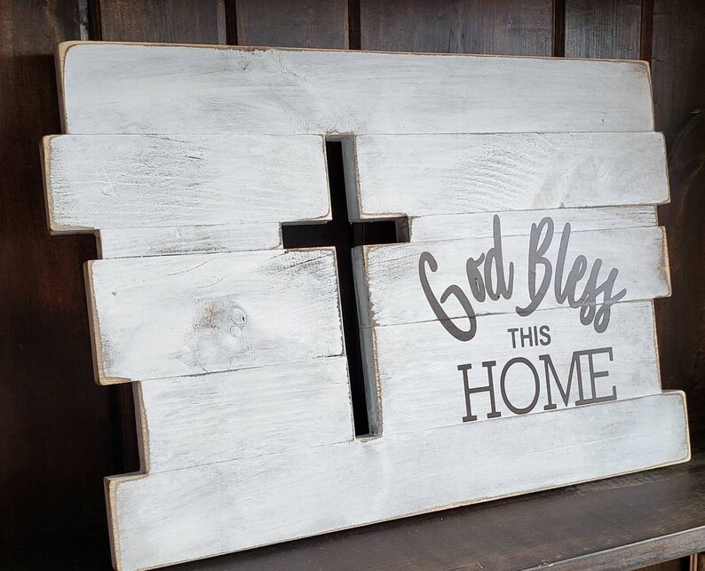 Large Wood Three Dimensional Rustic Cross SignGod Bless | Etsy