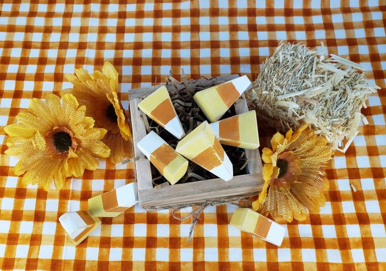 MINI CANDY CORN Chunky Wood Fall Decor Rustic - Etsy