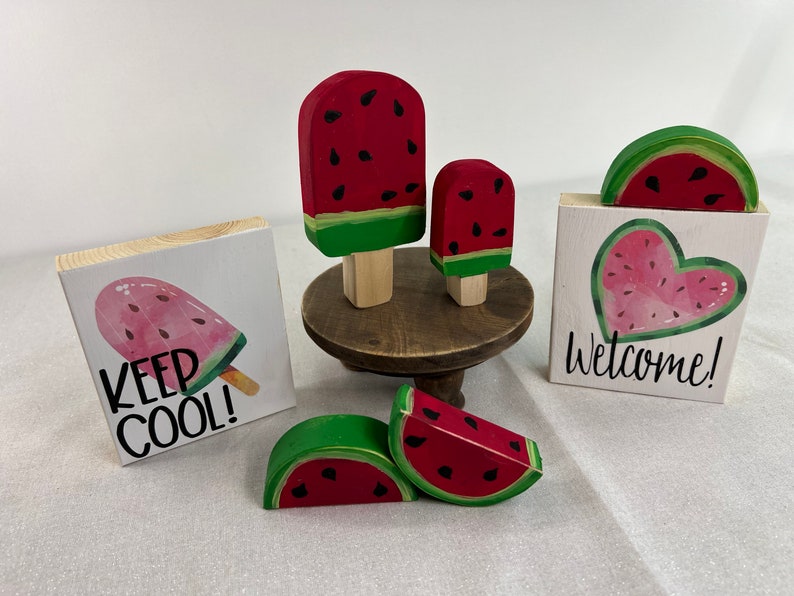 Bundle WATERMELON WOOD POPSICLES Slices Signs Riser for - Etsy