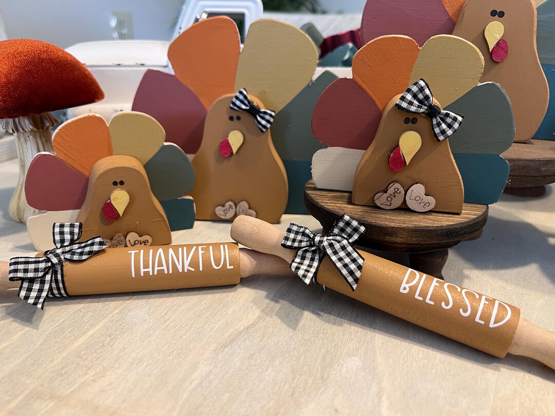 WHIMSICAL TURKEY FAMILY | Thanksgiving | Chunky | Wooden | Autumn ...