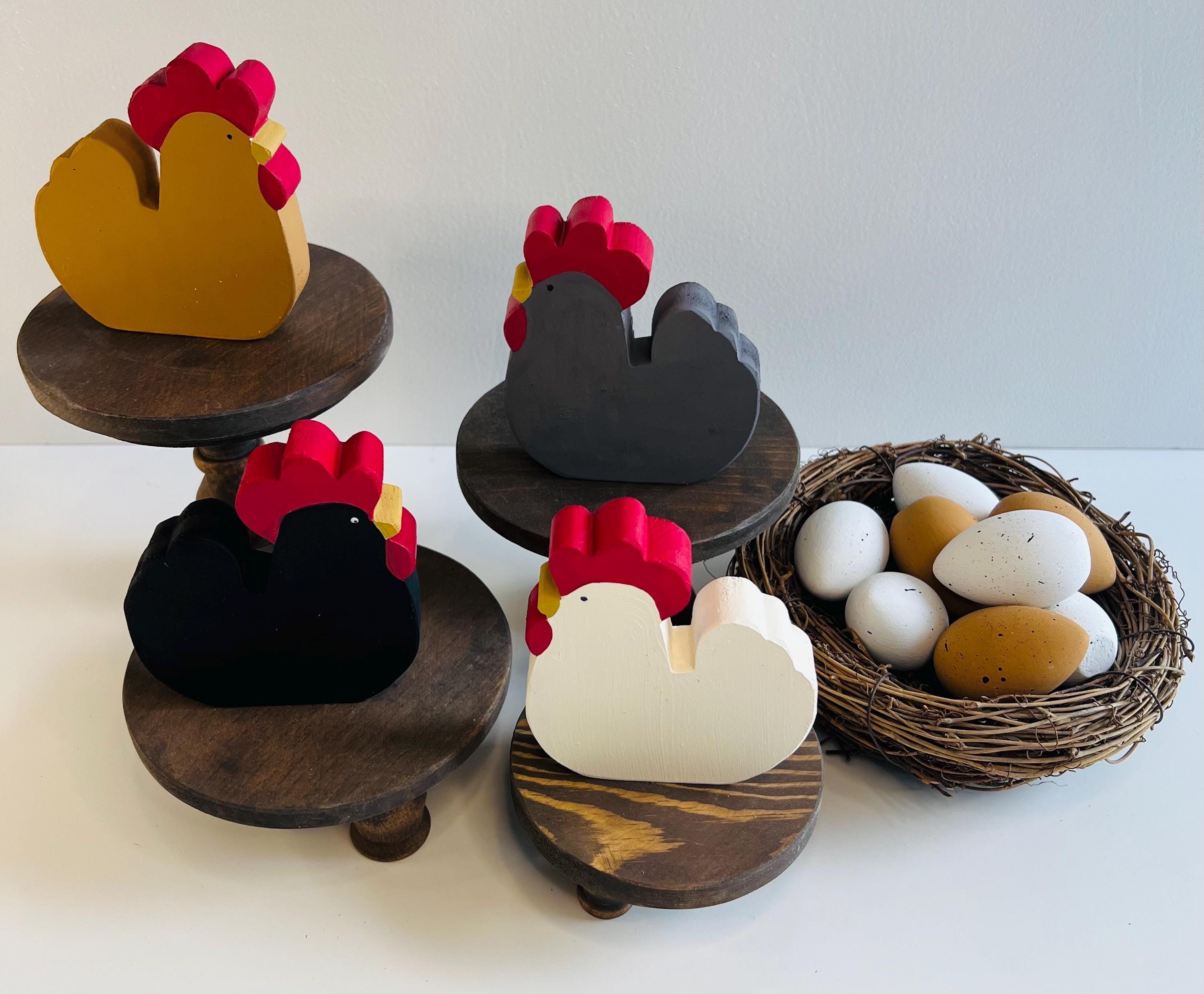 FARMHOUSE CHICKEN & EGGS | Wooden | Tiered Tray | Farm Animal | Kitchen ...