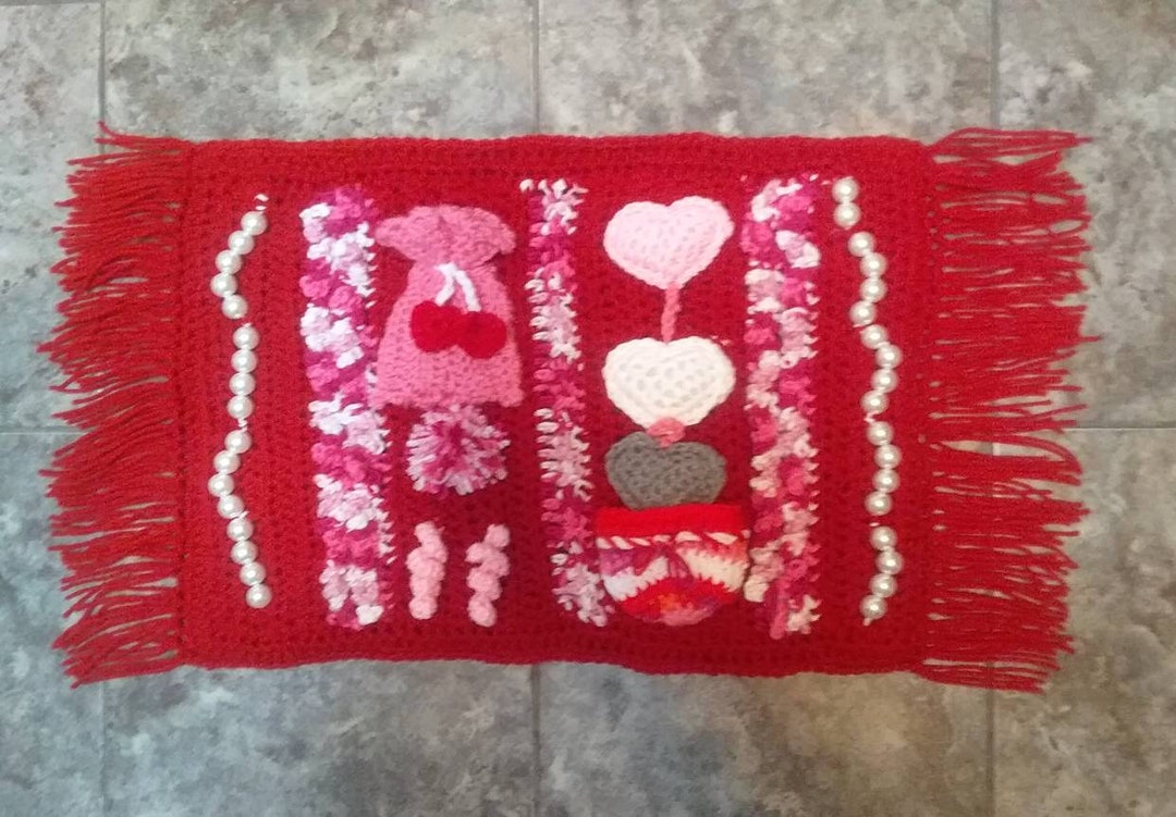 Red HEART Crocheted Fidget Blanket/quilt Sensory Lap Blanket for Adults ...