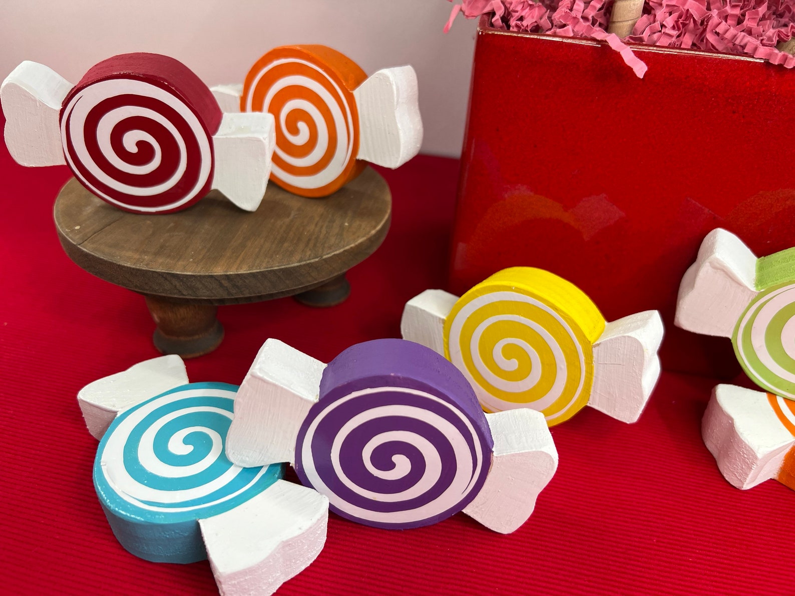 Wooden CANDY PIECES and LOLLIPOPS Tiered Tray Décor - Etsy