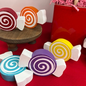 Wooden CANDY PIECES and LOLLIPOPS | Tiered Tray Décor | Farmhouse ...