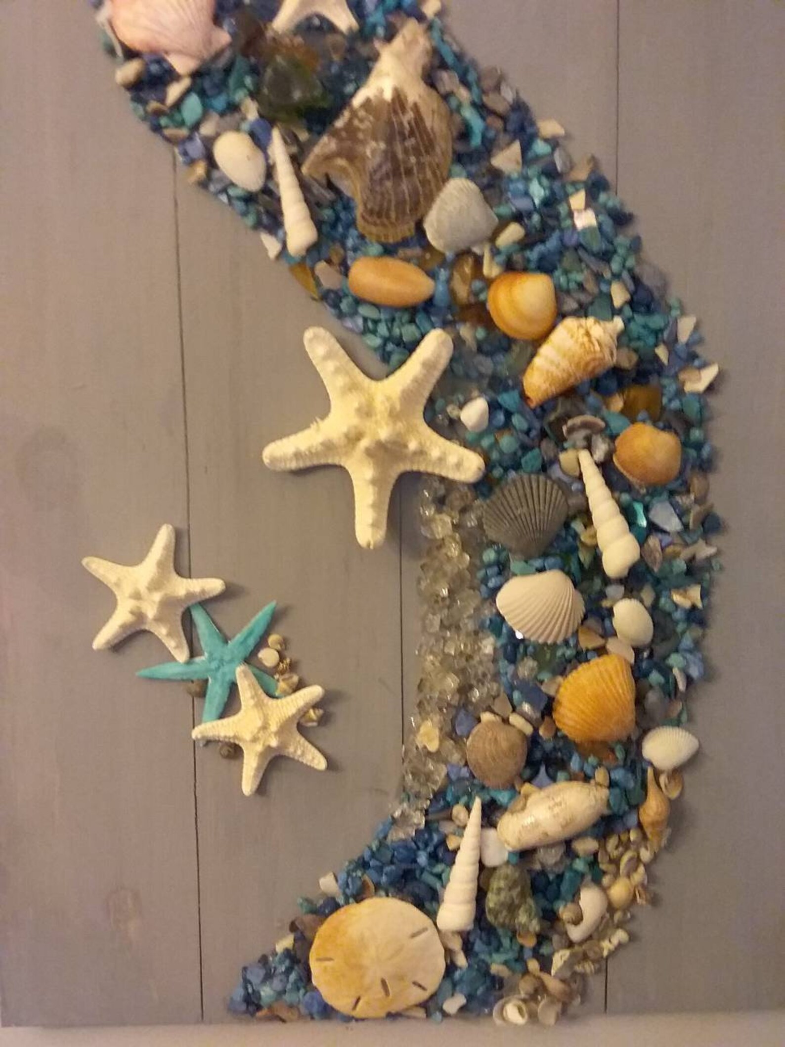 BEACH SHELL Wall Art Sea Shell Summer Decor Mounted on Gray - Etsy