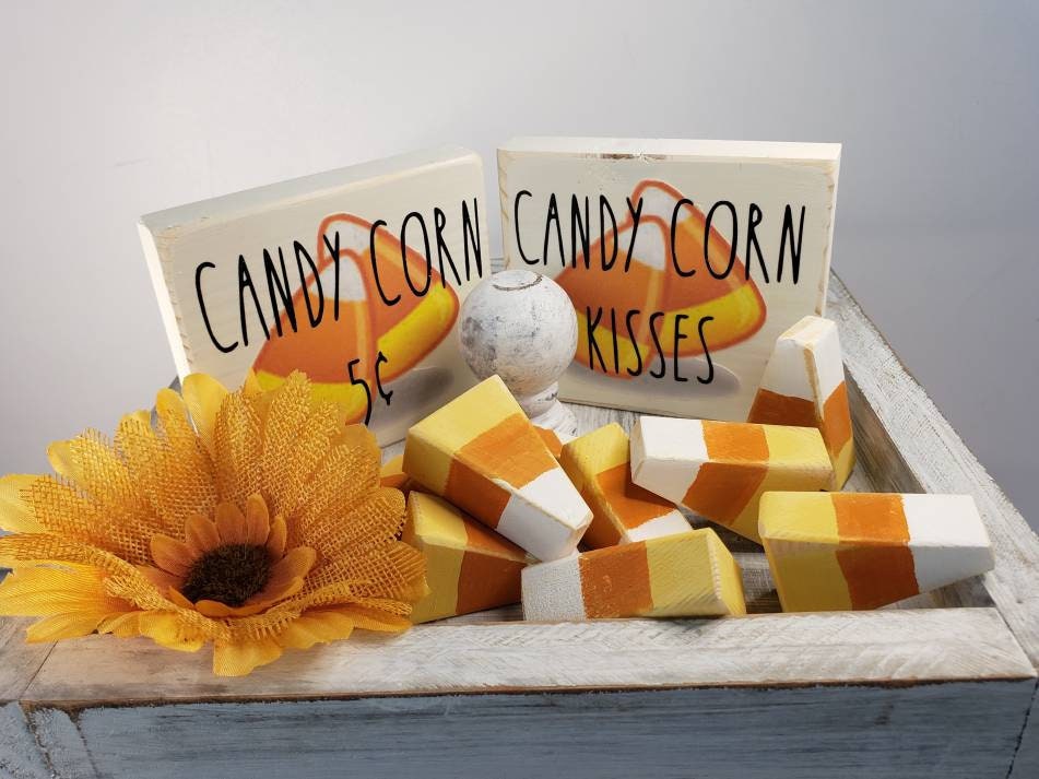 Wooden CANDY CORN SIGNS Chunky Wood Fall Decor Rustic - Etsy