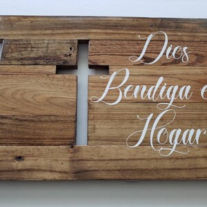 Large Wood 3D Rustic Cross Sign | Dios Bendiga Este Hogar | God Bless ...
